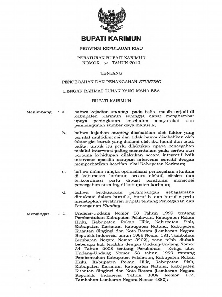 Perbub No 54 THN 2019 Jdihkarimun | PDF