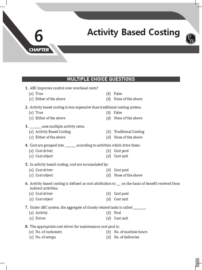 MCQ's - Activity Based Costing | PDF | Business Economics | Business