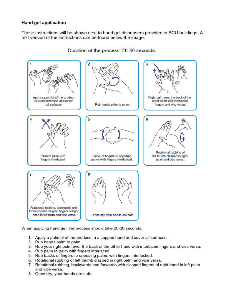 Hand Gel Application Instructions | PDF