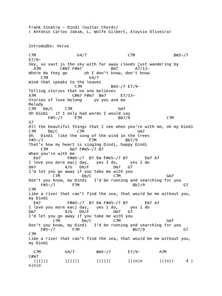 Frank Sinatra Dindi Guitar Chords | PDF | Frank Sinatra | Music