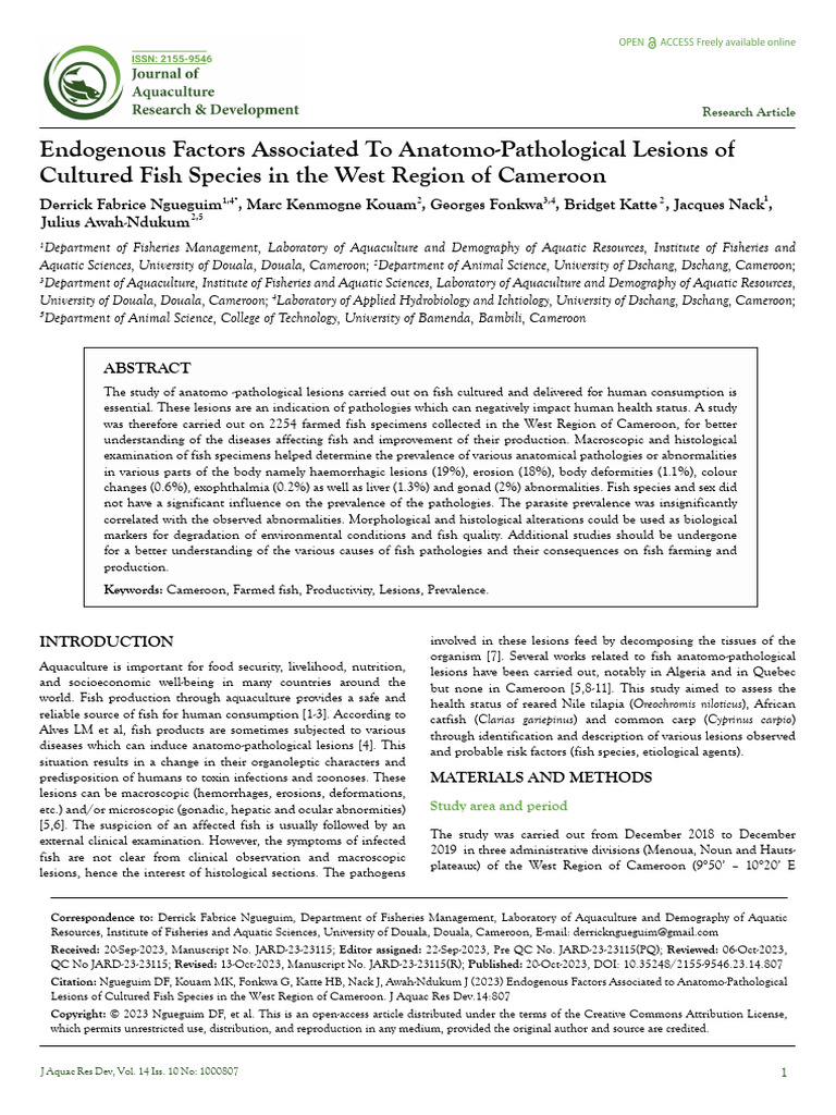 Endogenous Factors Associated To Anatomopathological Lesions of ...