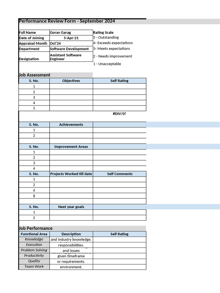Performance Review Form | PDF | Performance Appraisal | Cognition