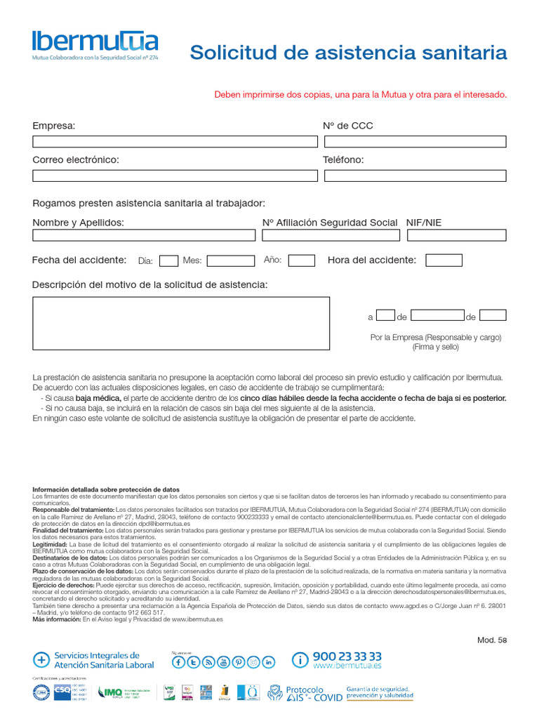 Solicitud Asistencia Ibermutuamur | PDF | Bienestar | Gobierno