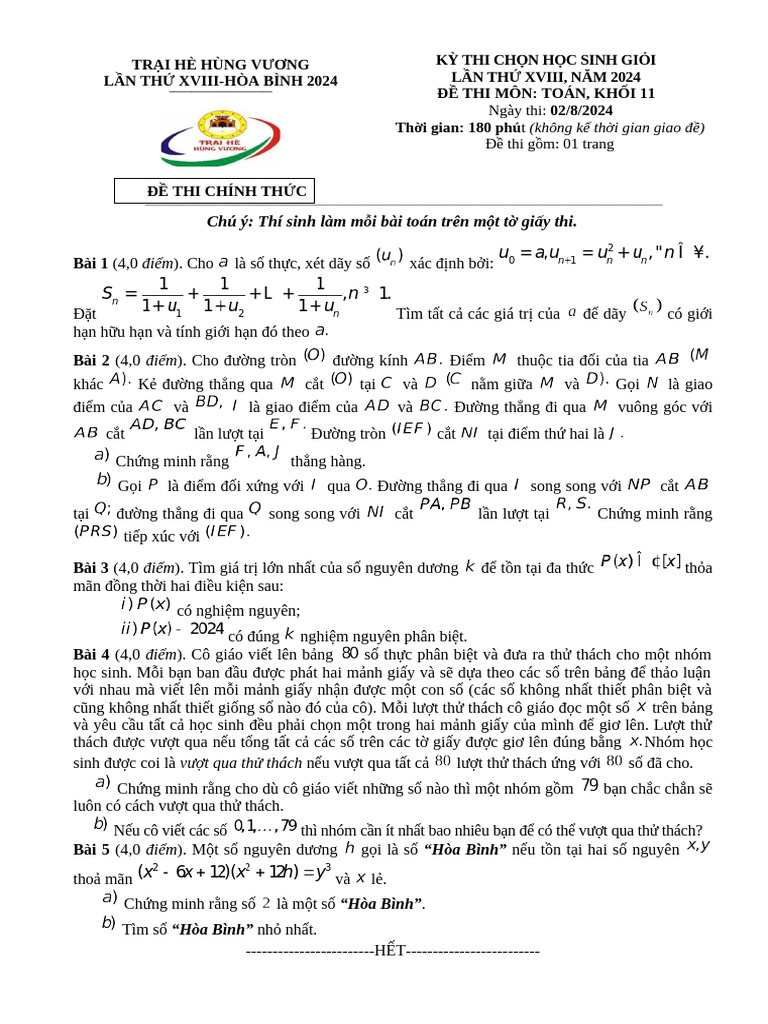Toan 11 - THHV 2024 | PDF