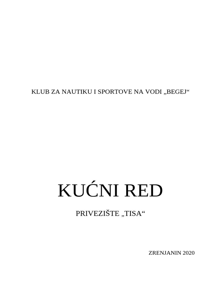 Kucni Red KNSV Begej 2 | PDF