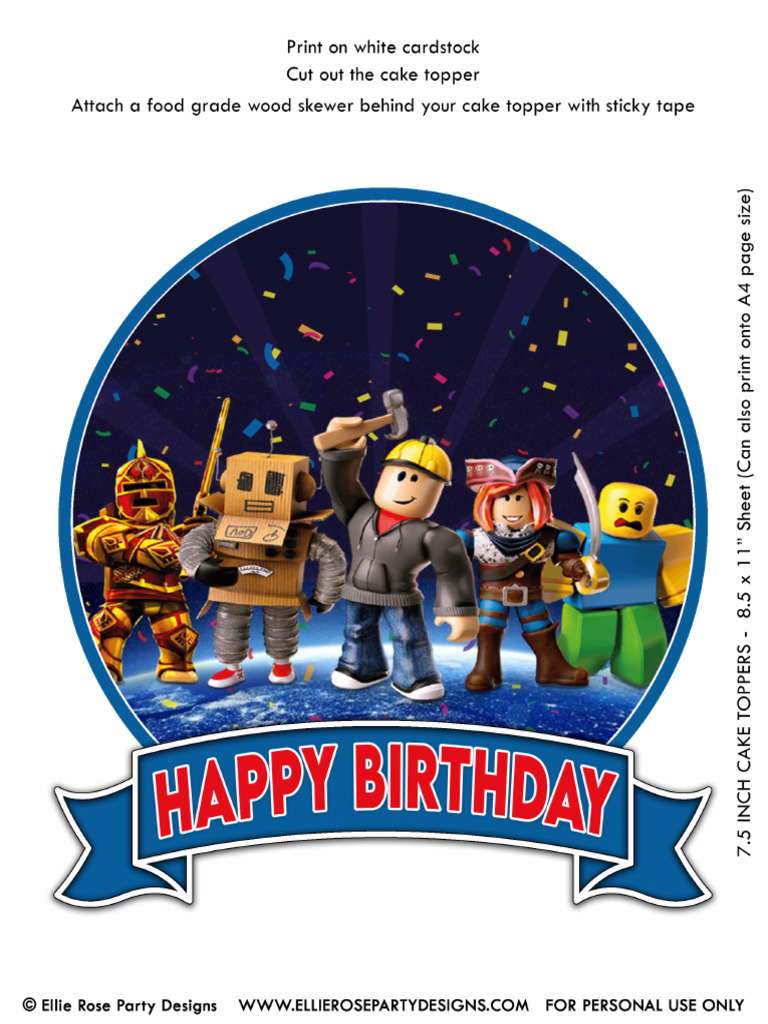 Roblox Birthday Cake Printable | PDF