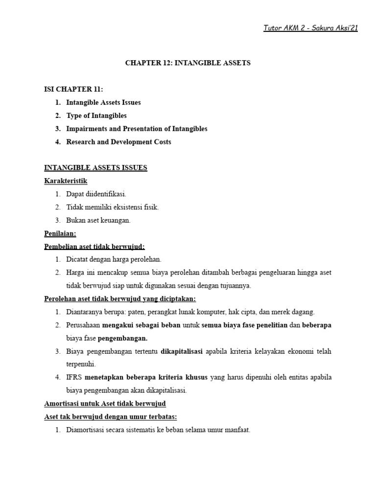TUTOR AKM 2 - Chapter 12 - Intangible Assets | PDF