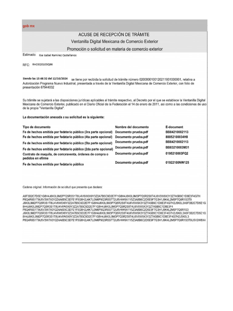 Acuse Inscripción Al IMMEX | PDF