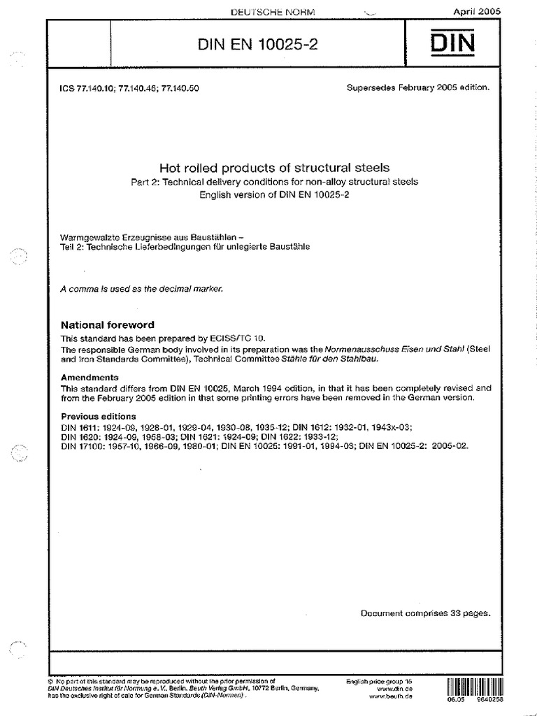 Din en 10025-2 | PDF
