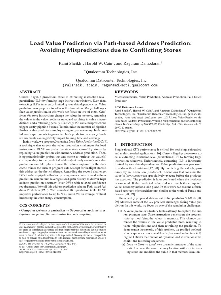 Load Value Prediction Via Path-Based Address Prediction Avoiding Mispredictions Due To ...