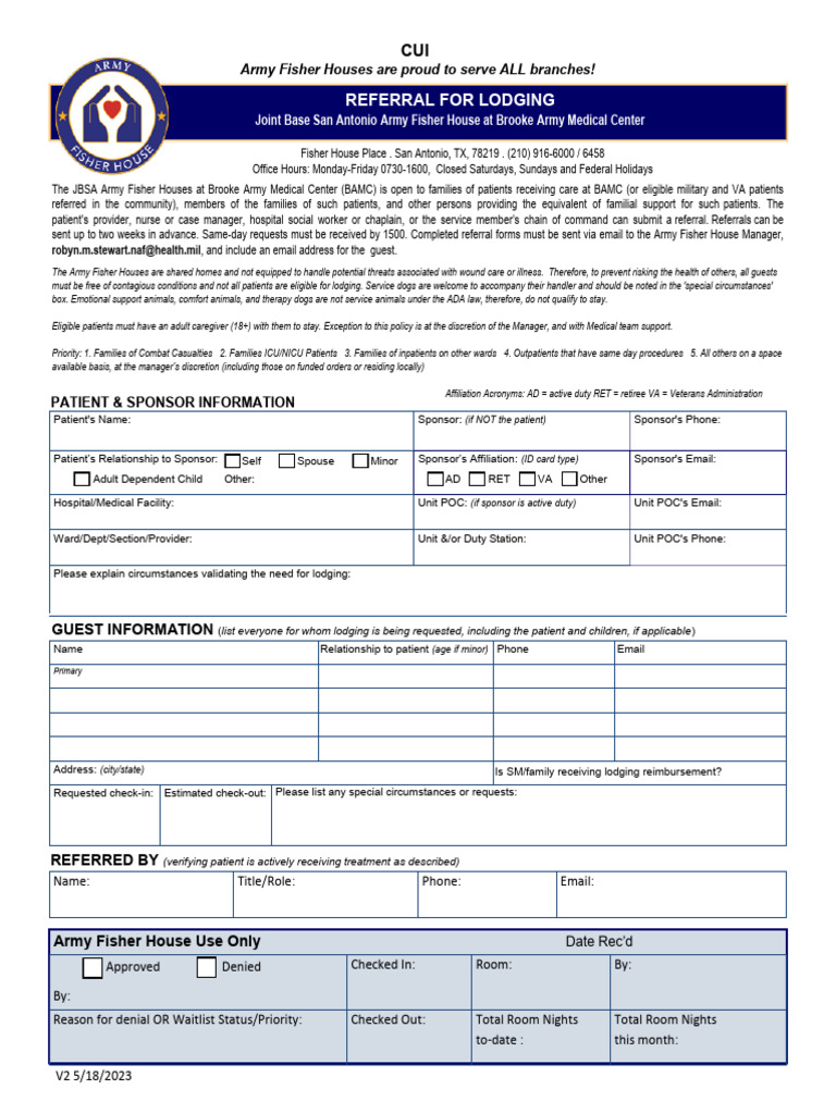 SH AFH Referral Form Send Out | PDF | Health Care
