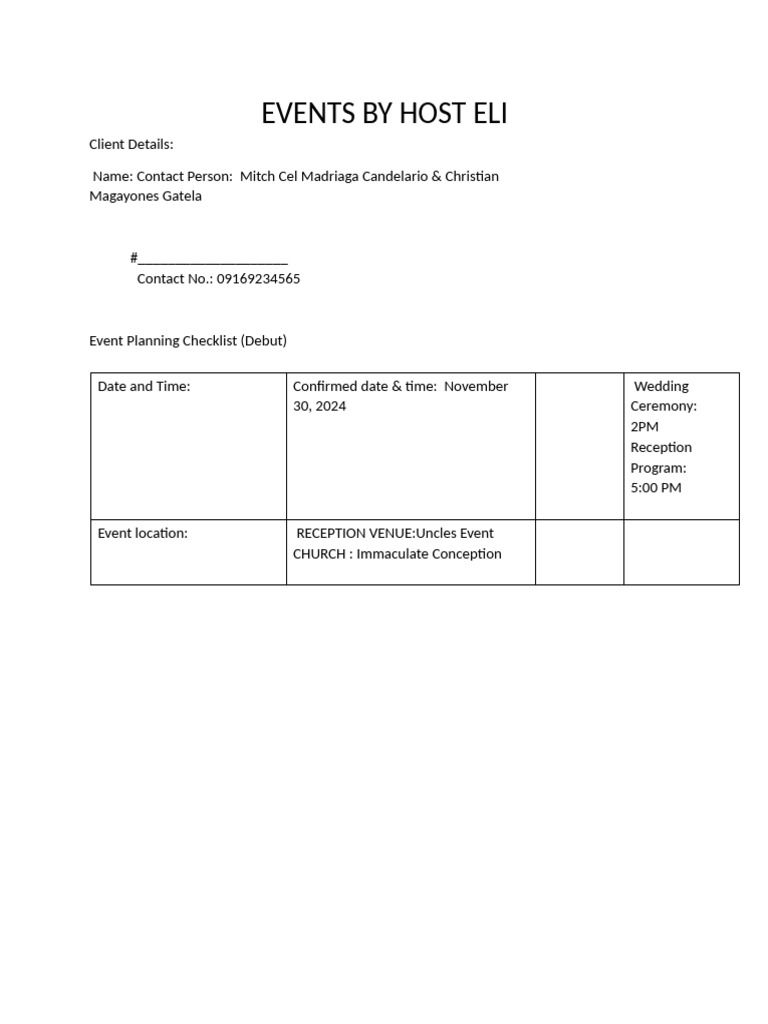 Events-By-Host-Eli-Checklist-And-Time-Line - Tanae and Omeng | PDF ...