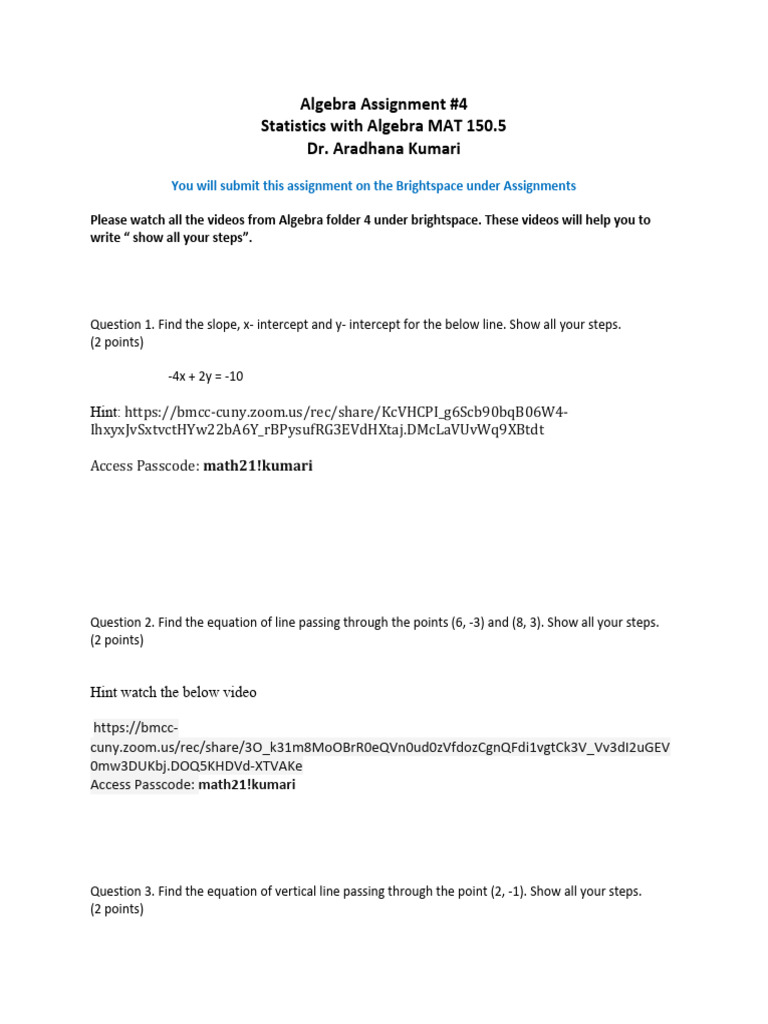 Algebra Assignment 4 | PDF | Teaching Methods & Materials | Computers