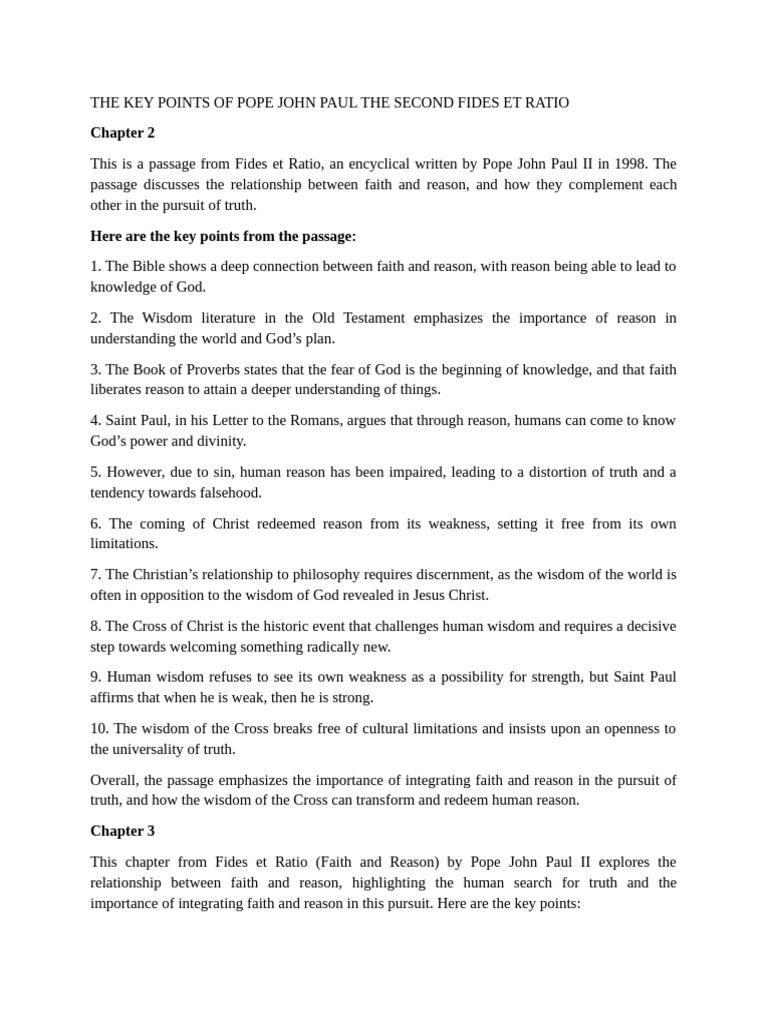General Overview of Fides Et Ratio | PDF | Faith | Reason
