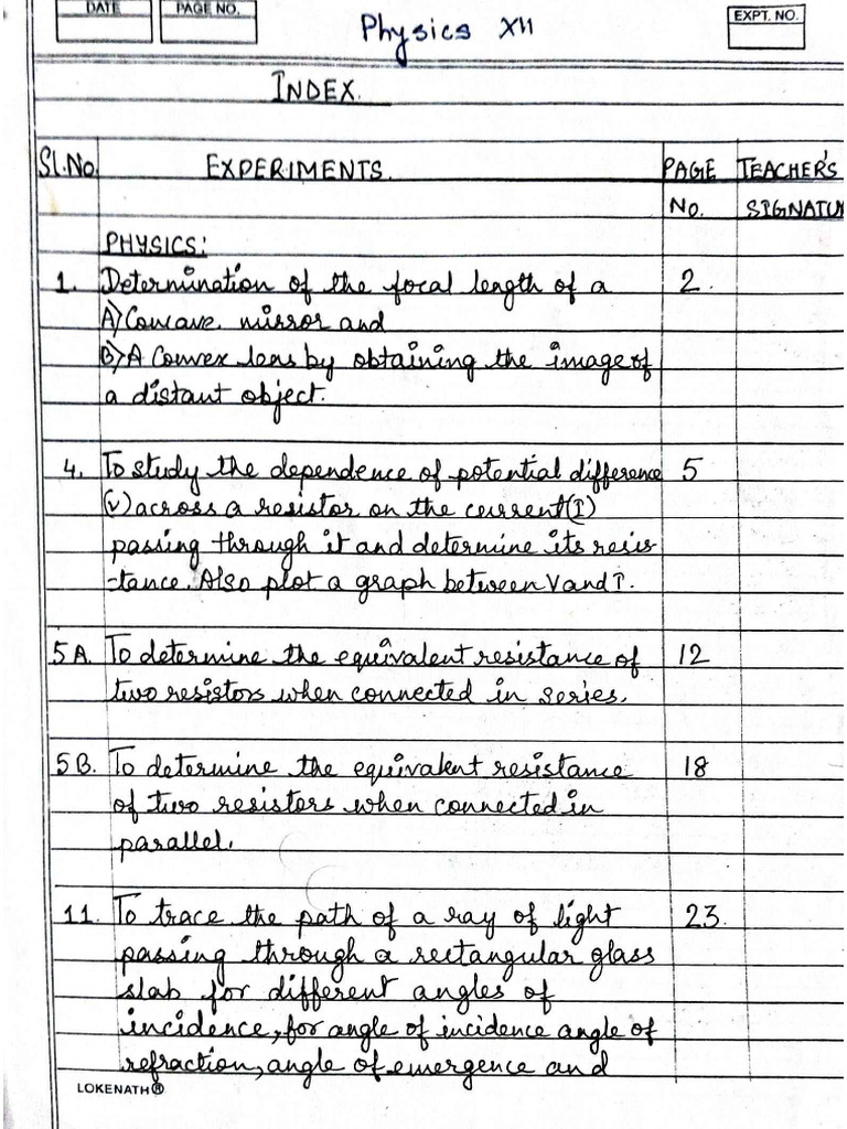 Physics Experiments Class 12 | PDF