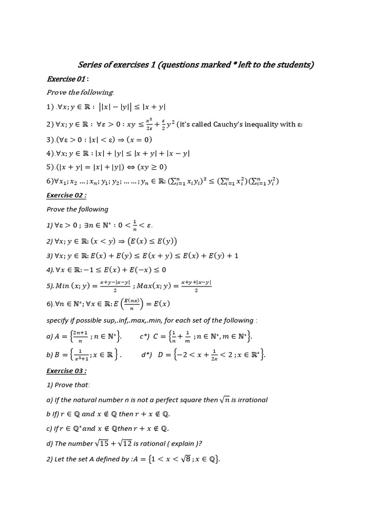 TD Analysis Chapter 1 | PDF | Mathematics | Mathematical Analysis