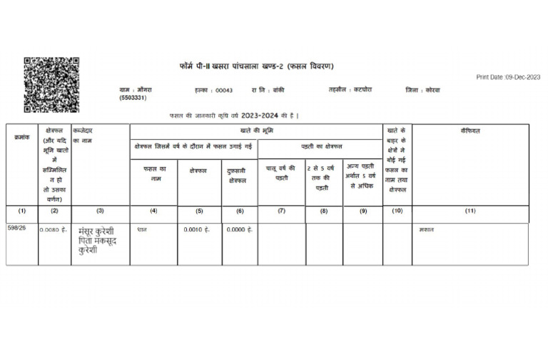 Khasra Doc Mansoor | PDF