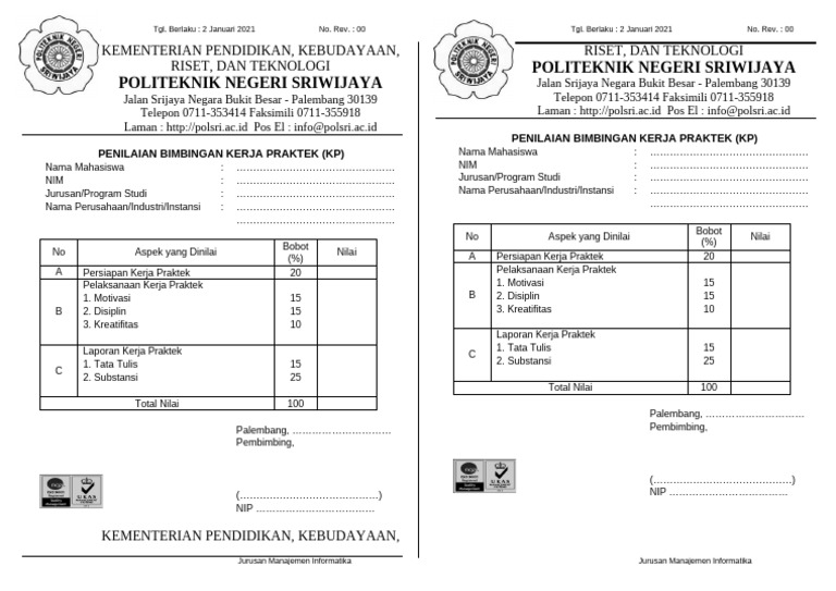 Form-10 Nilai Bimbingan kp-3 | PDF