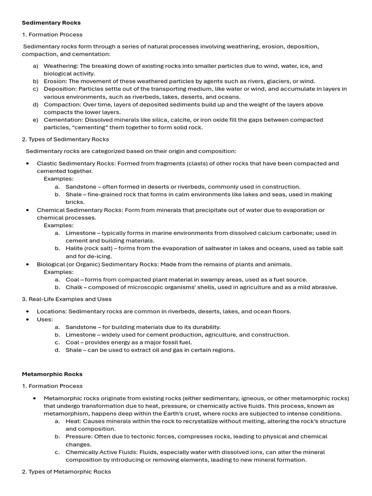 Sedimentary Metamorphic Rocks | PDF | Rock (Geology) | Sedimentary Rock