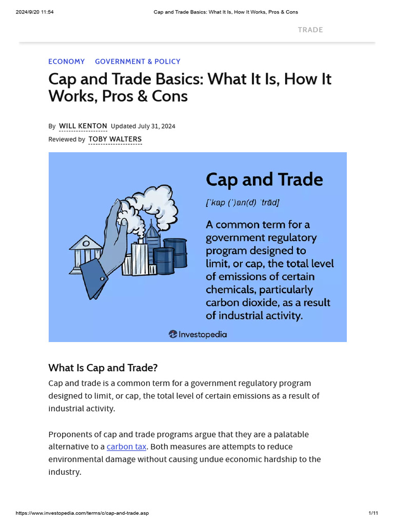 Cap and Trade: Benefits and Drawbacks | PDF | Emissions Trading ...
