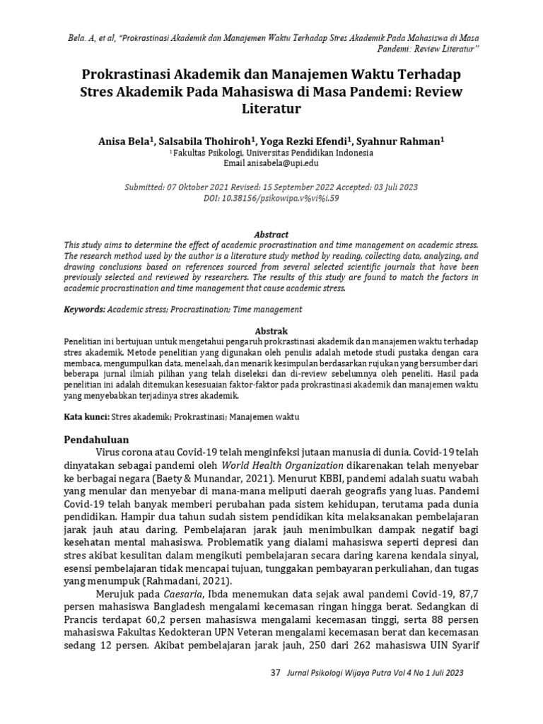 Prokrastinasi Akademik Dan Manajemen Wak | PDF