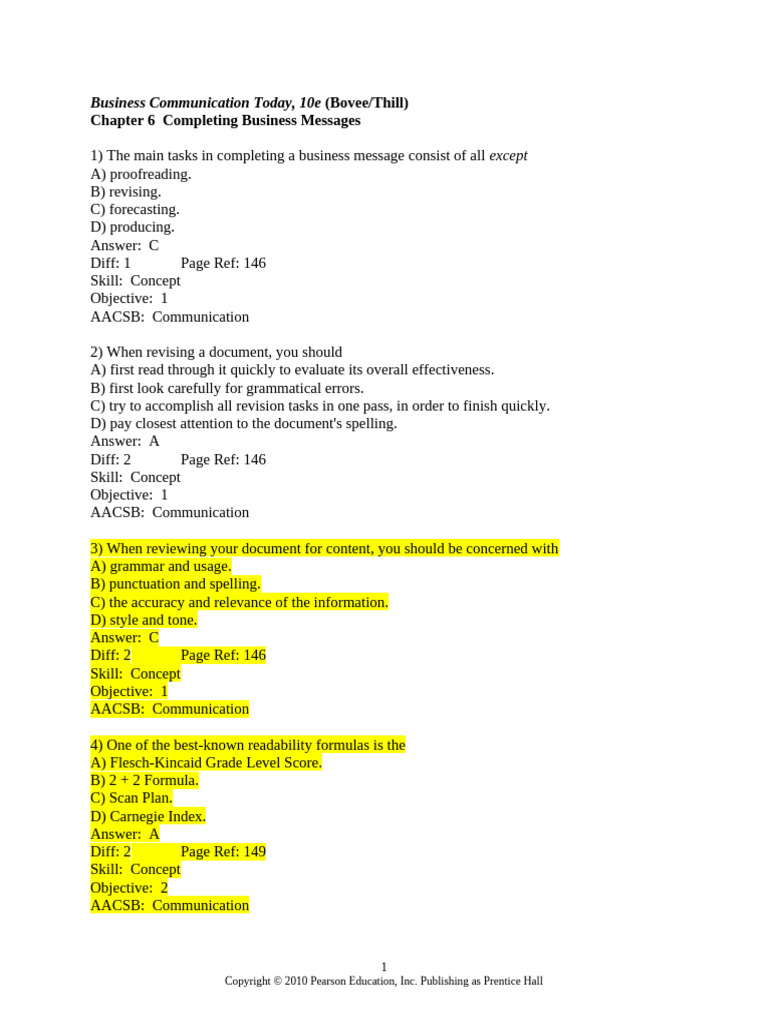 Chapter (6) Completing Business Messages Test Bank | PDF | Proofreading ...