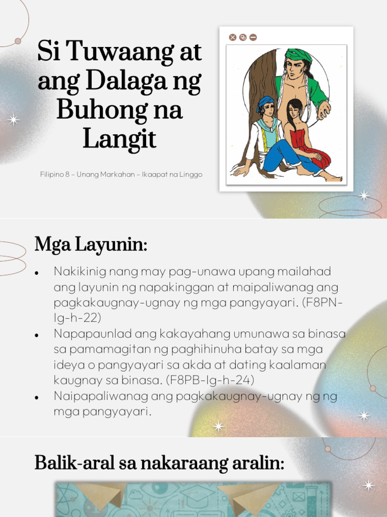 Si Tuwaang at Ang Dalaga NG Buhong Na Langit, Pagsulat NG Biopoem, at ...