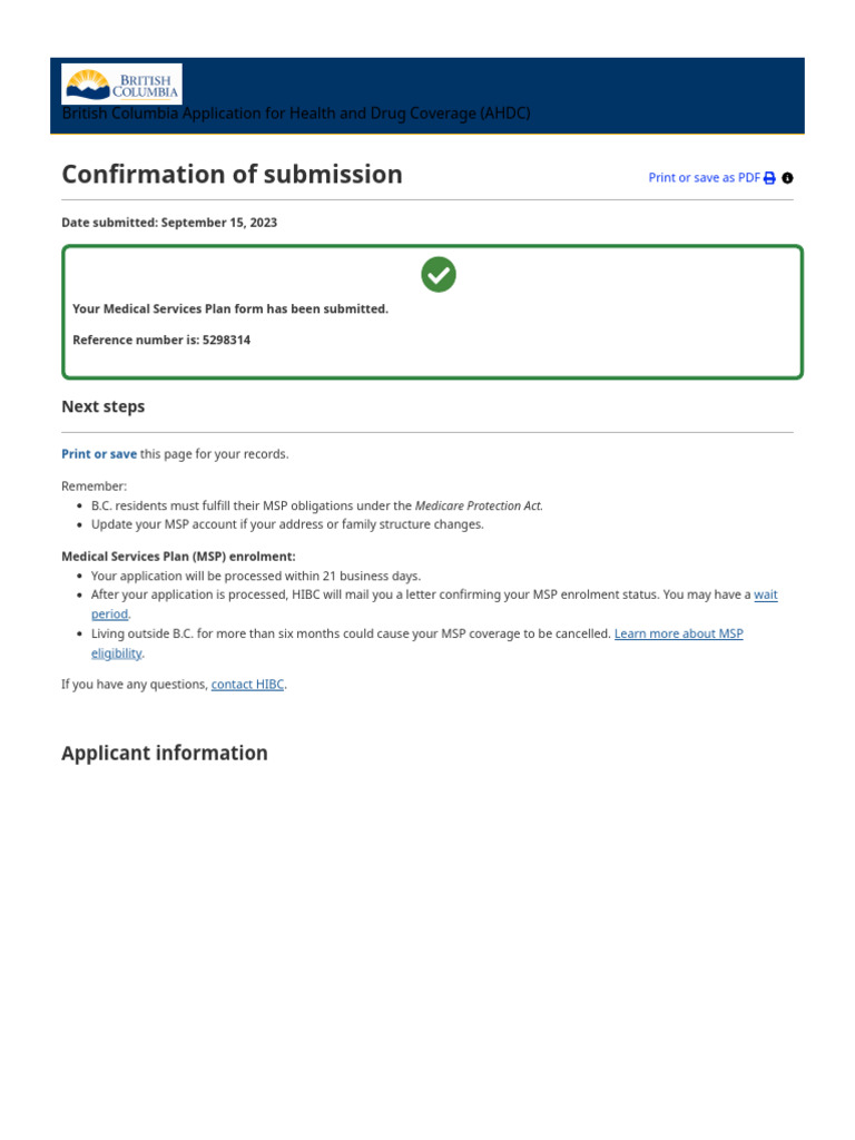 MSP Form Submission | PDF