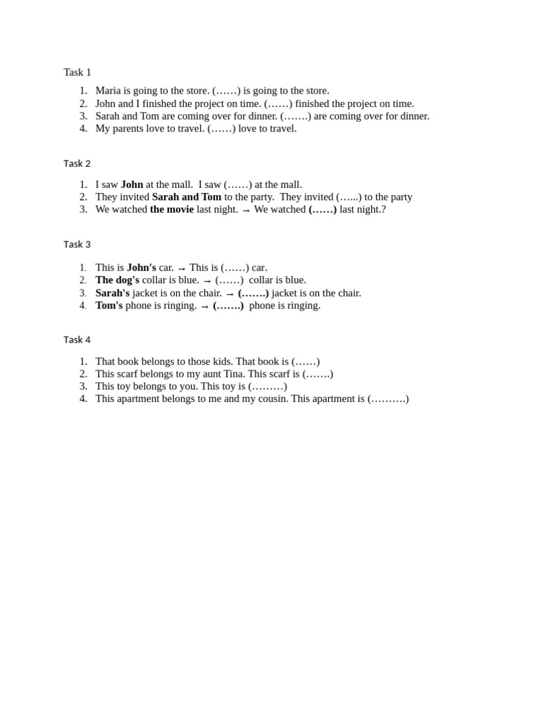 Pronoun And Possessive Practice Pdf