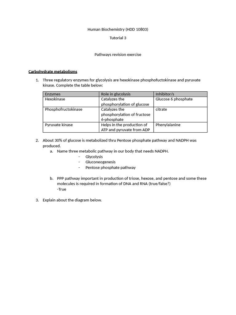 Tutorial 3 Pathways Revision Exercise | PDF | Science & Mathematics