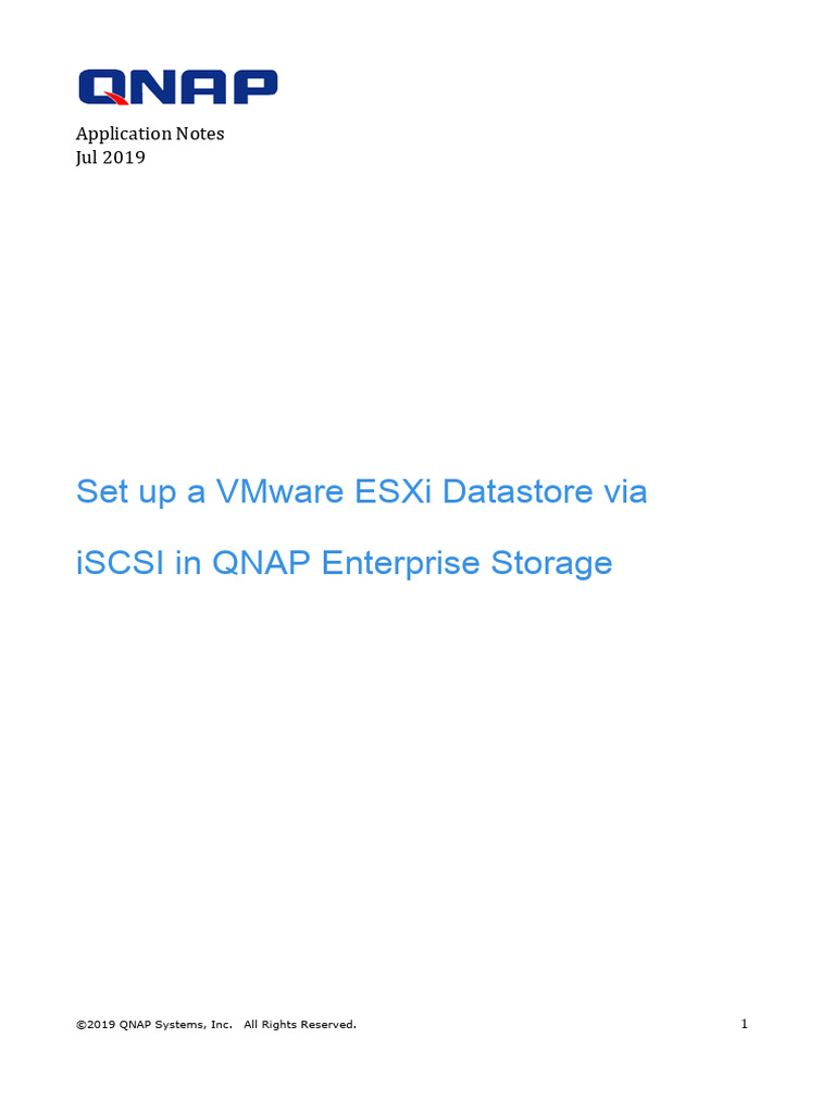 Set Up A VMware ESXi Datastore Via iSCSI With QNAP Enterprise-Class ES NAS (English) | PDF ...