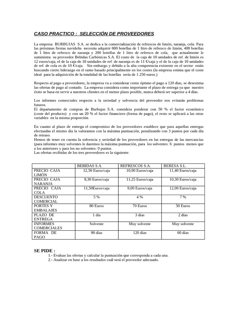 Selecci N de Proveedores-4 | PDF | Business | Refresco