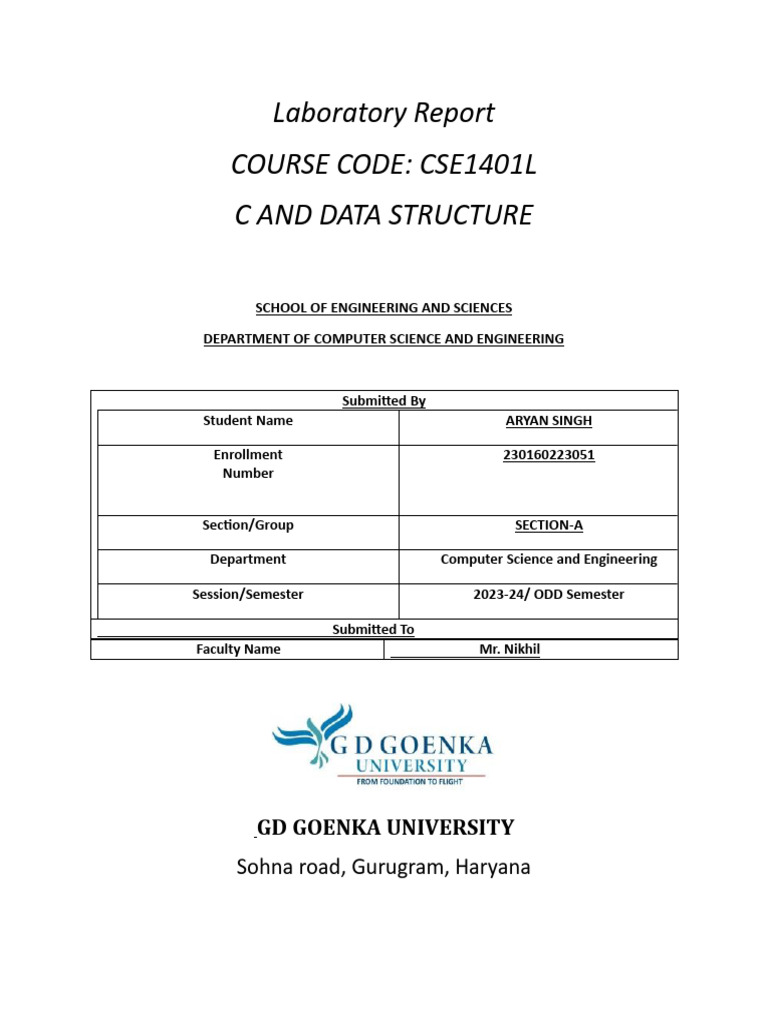 C and Datastructure Lab Arayn Singh 1 | PDF | Algorithms And Data ...