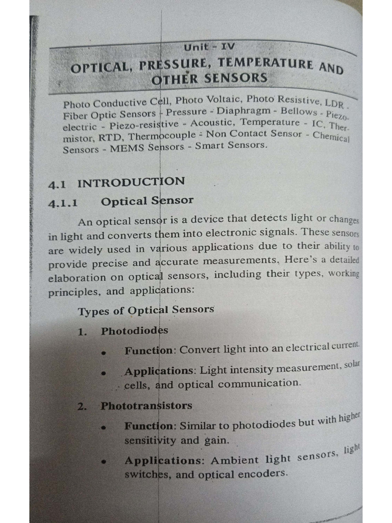Sensors Unit 4 | PDF