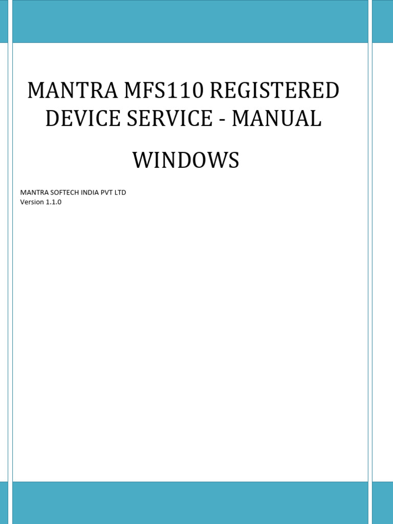 Mantra MFS110 RD Service Manual Windows 1.1.0 | PDF | Proxy Server | World Wide Web