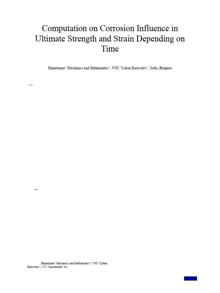 Computation On Corrosion Influence in Ultimate Strength and Strain ... Computation On Corrosion Influence in Ultimate Strength and Strain ...