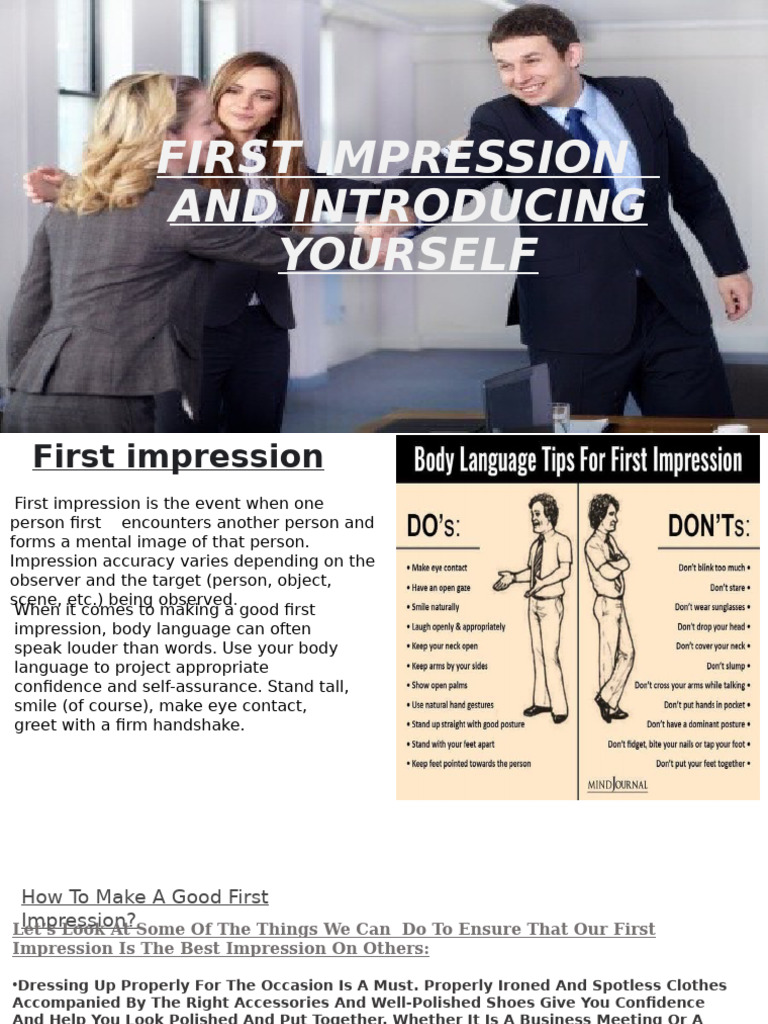 FIRST IMPRESSION | PDF | Body Language | Communication