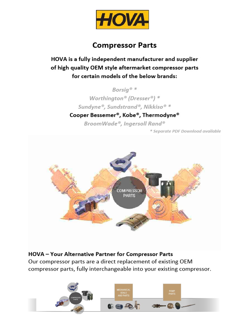 HOVA Parts For Cooper Bessemer Compressors | PDF | Piston | Screw HOVA Parts For Cooper Bessemer Compressors | PDF | Piston | Screw