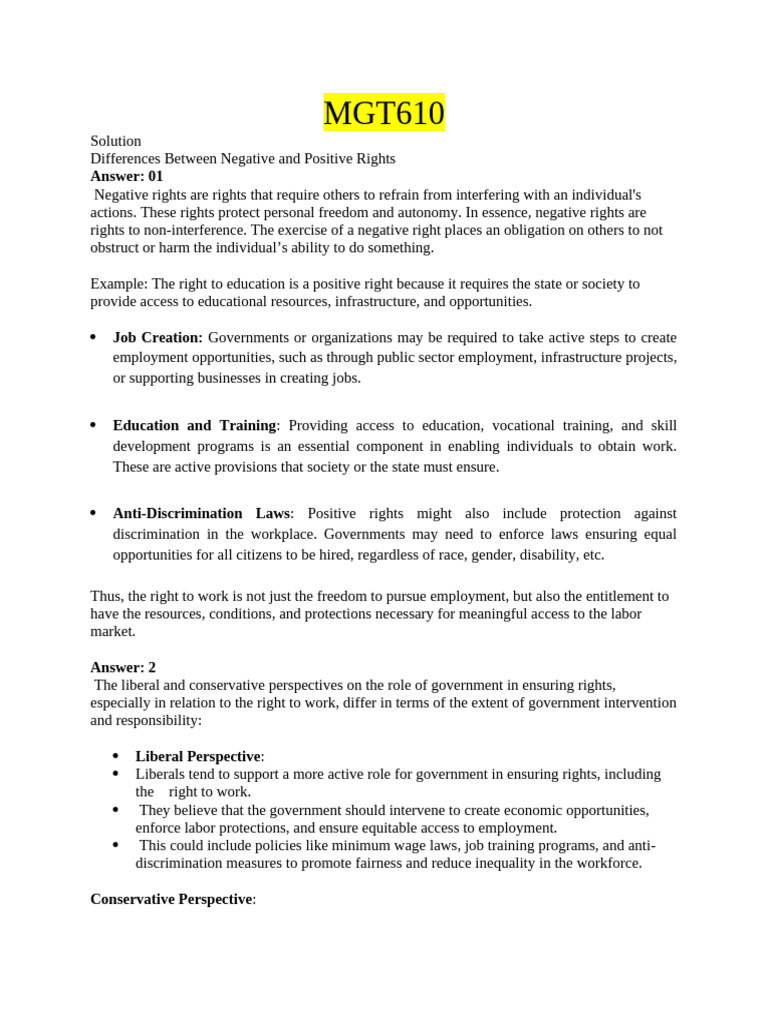 Positive vs Negative Rights Explained | PDF | Employment | Rights