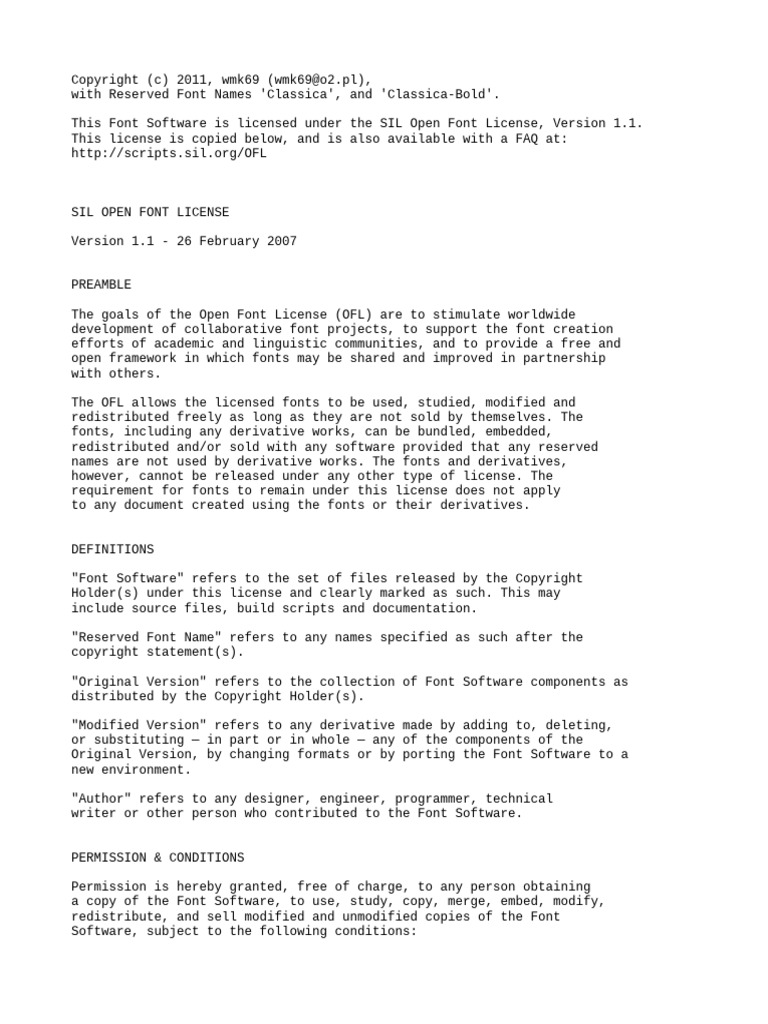 SIL - Open Font License | PDF | Copyright | Software