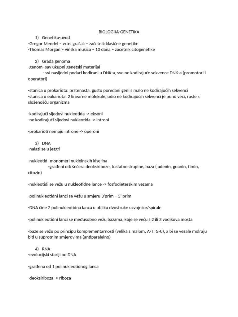 BIOLOGIJA Genetika | PDF