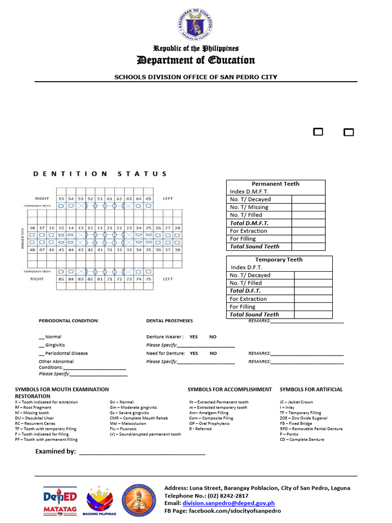 TNT Dental Health Record | PDF | Dentures | Periodontology