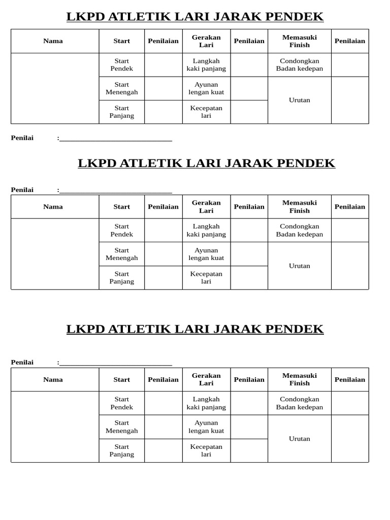 LKPD Atletik Lari Jarak Pendek | PDF