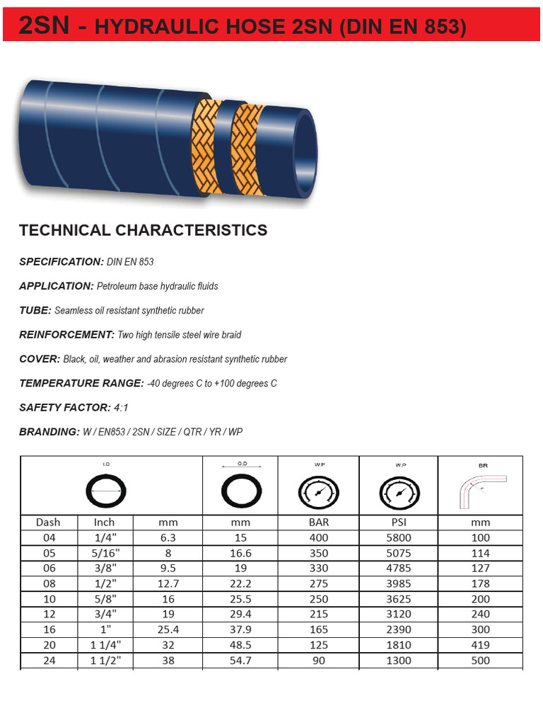 Hydraulic Hose Specifications EN 853 | PDF