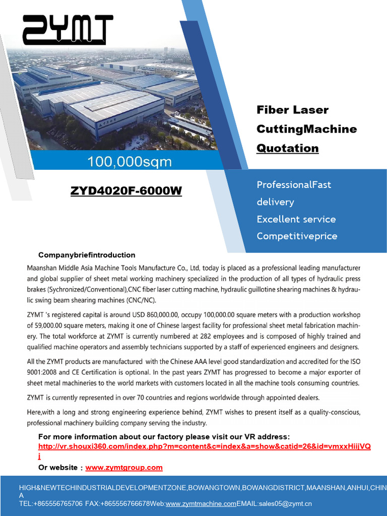 Single Table 6000w Fiber Laser Cutting Machine Quotation 0401 | PDF | Manufactured Goods