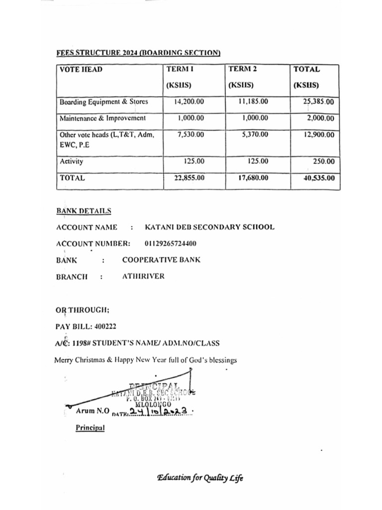 Katani Fees Structure | PDF