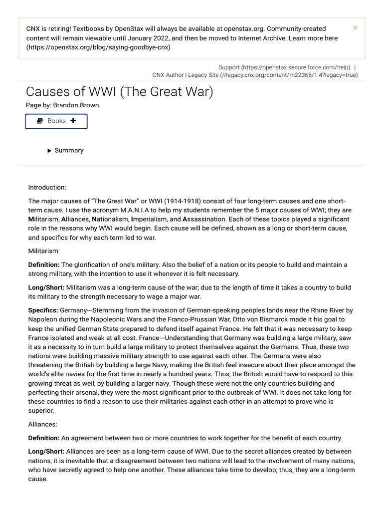 Causes of WWI (The Great War) 223329 | PDF | Allies Of World War I ...