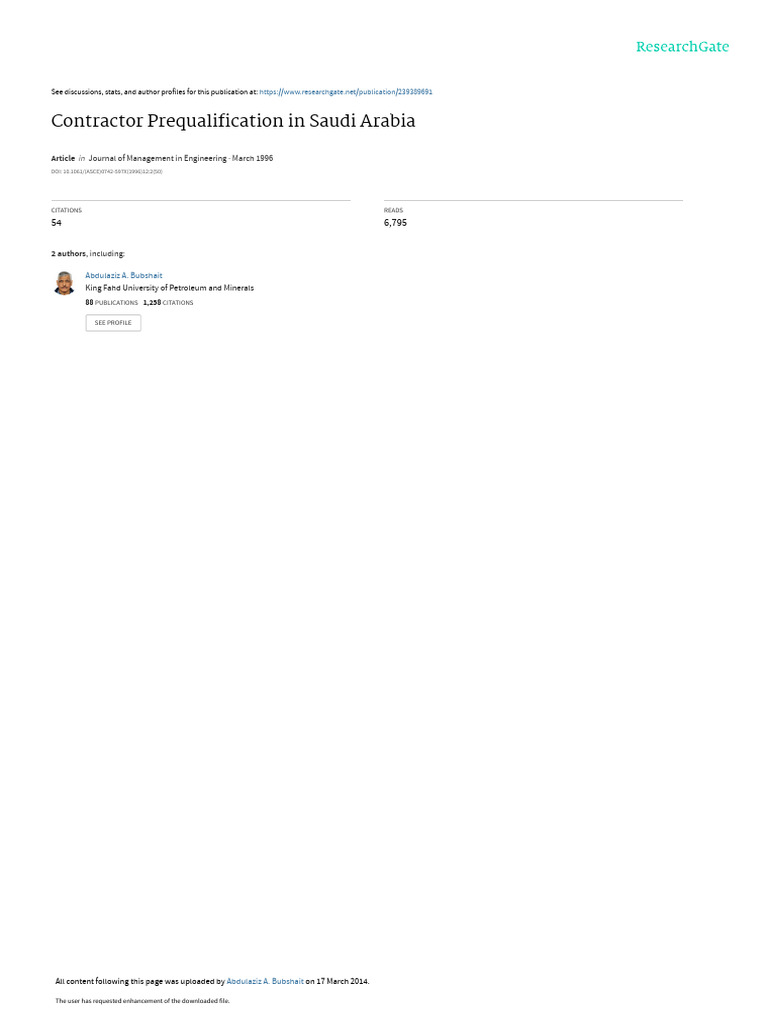 Contractor Prequalification in Saudi Arabia | PDF | Technology ...