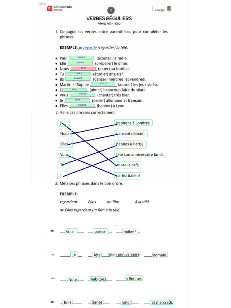 Les Verbes Réguliers 1er Groupe ER - Carla León Martínez | PDF