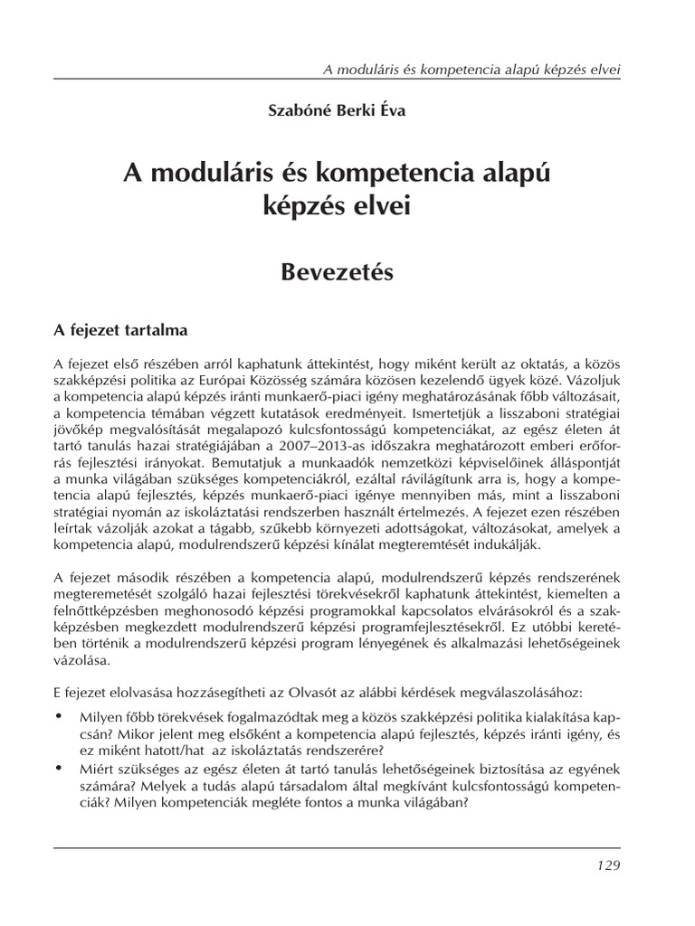A Moduláris És Kompetencia Alapú Képzés Elvei | PDF